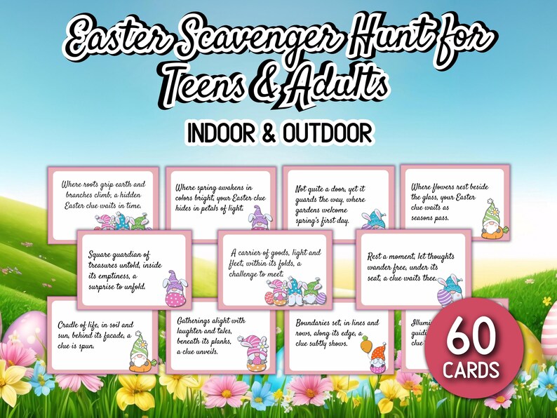 Easter Scavenger Hunt for Teens Adults Printable, Spring Treasure Hunt ...
