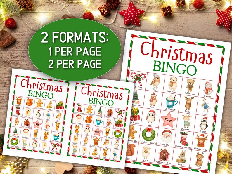 Christmas Bingo Cards, Printable Class Elements Picture 100 Cards ...