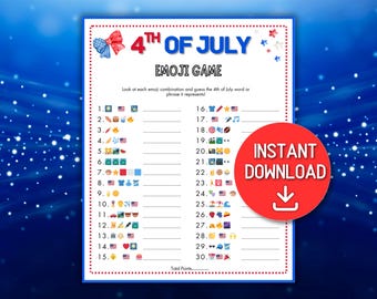 4th of July Emoji Game Printable, Instant Download Independence Day ...