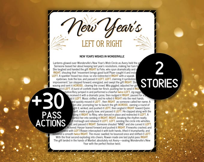 New Years Pass the Gift Game, Left Right Game, New Years Eve Party ...