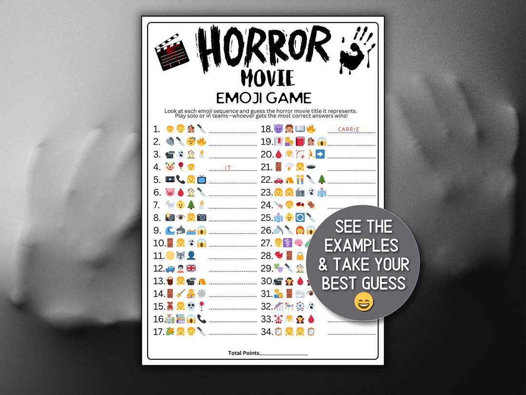 Horror Movie Emoji Game Printable, Halloween Movie Emoji Game Emoji ...