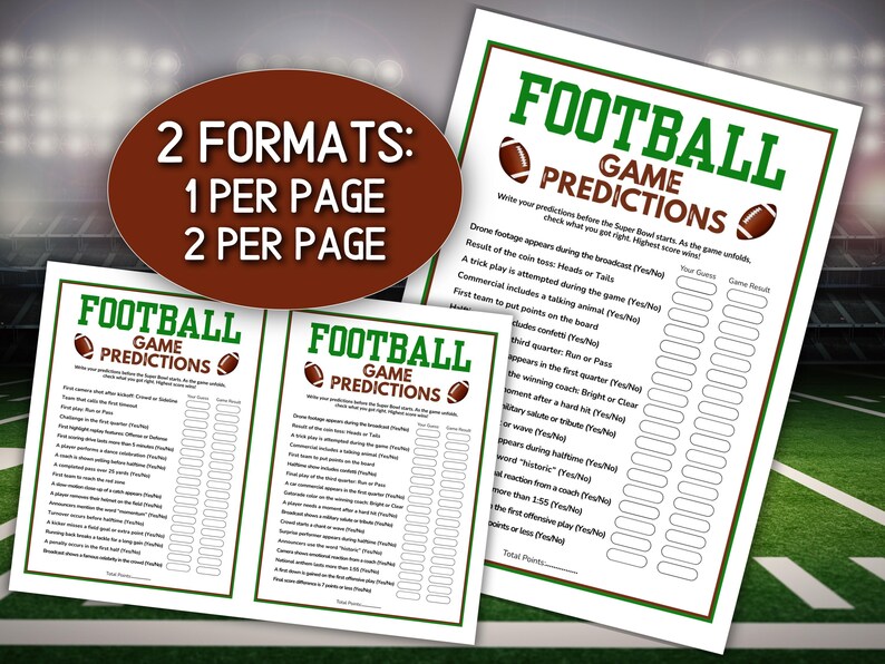 Football Predictions Game Day Printables, Gameday Prediction Print ...