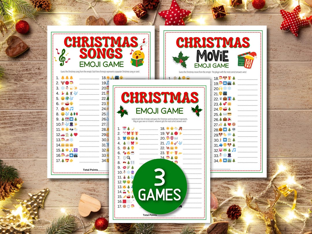 Christmas Emoji Songs and Movies, Word Game Answer Key Holiday Emojis ...
