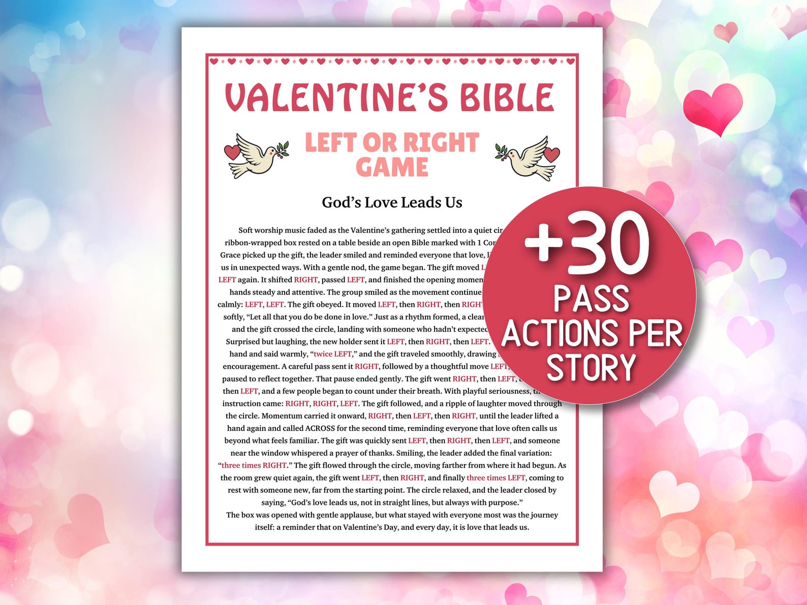 Left Right Game Valentine Christian Games for Church Seniors Valentines ...