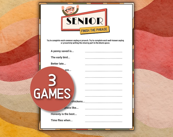Senior Finish the Phrase Game: Printable Brain Teaser (PDF Download ...