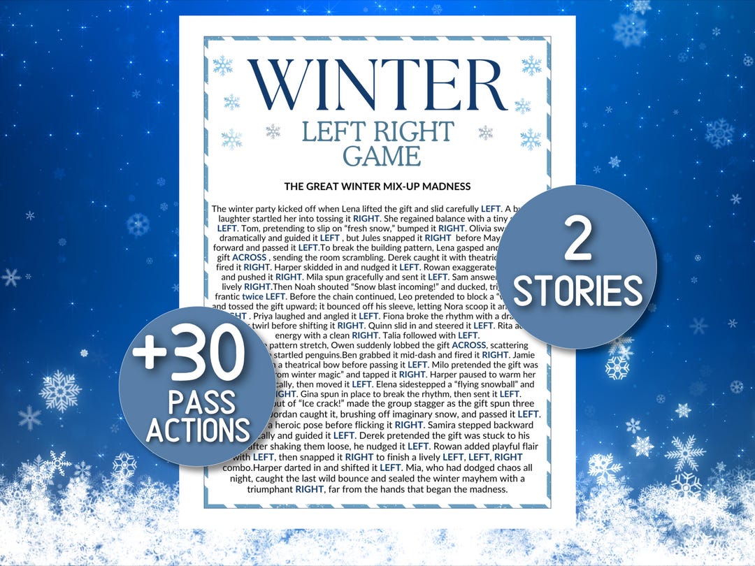 Winter Left Right Game Printable, Pass the Gift Exchange Office Holiday ...