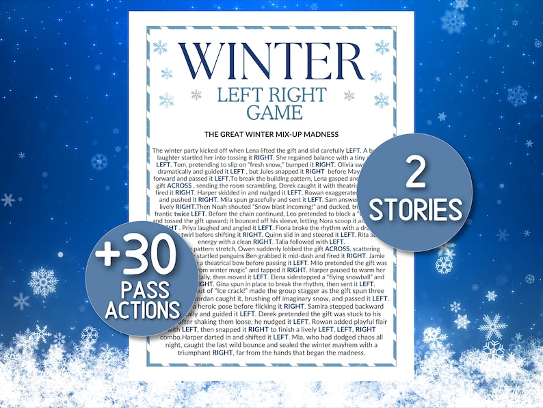 Winter Left Right Game Printable, Pass the Gift Exchange Office Holiday ...