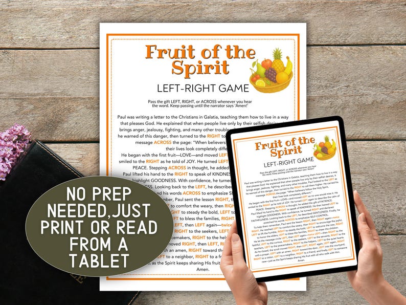 Fruit of the Spirit Game Left Right, Bible Games for Renewal Bible ...
