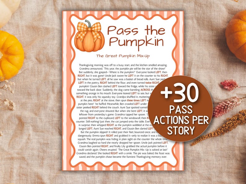 Pass the Pumpkin Game Adults, Teens, Kids Pumpkin Story Pass the Prize ...