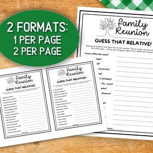 Family Reunion Guess That Relative Printable Games for Family Reunion ...