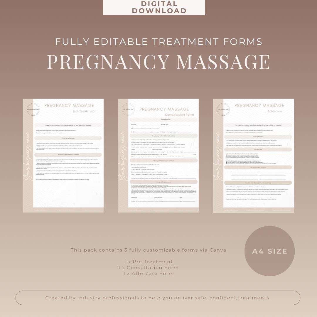 Beauty&spa Business Pregnancy Massage Form Bundle - Etsy