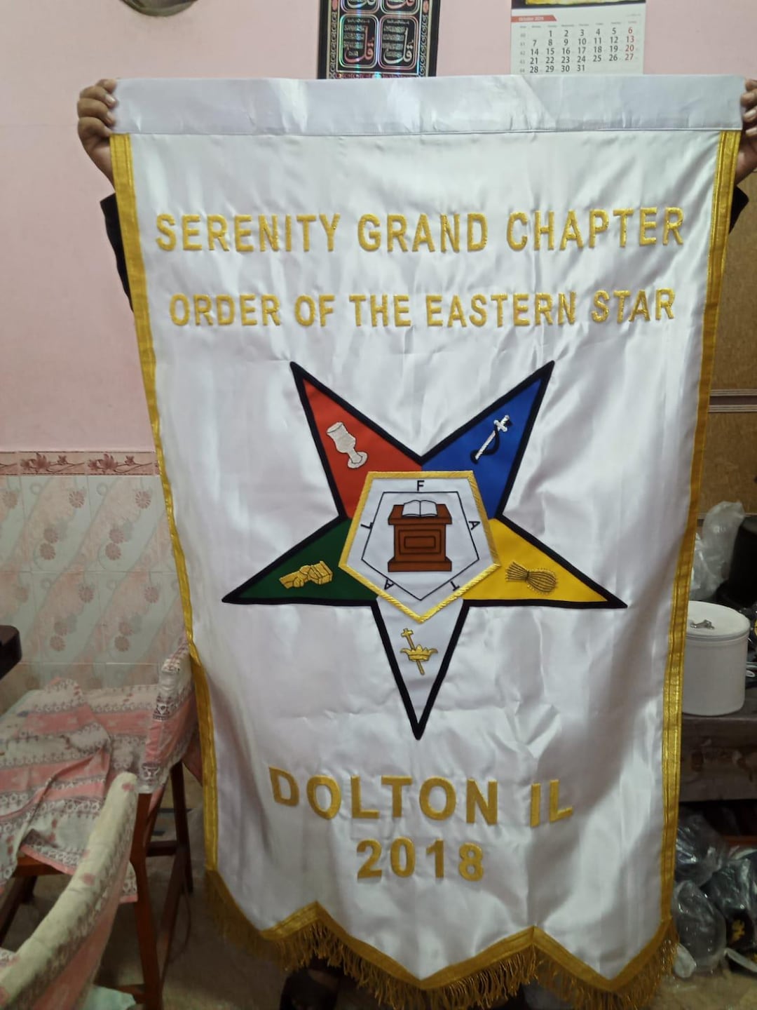 Regalia Custom OES CHAPTER Banner Hand Made Embroidered Size "36x 60 ...
