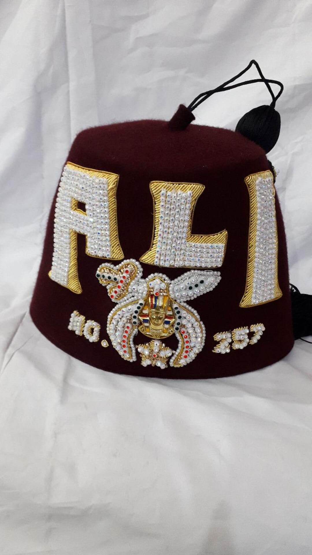 Custom Shriner 6 ROWS Fez Hat With Rhinestone Embroidery, Bullion ...