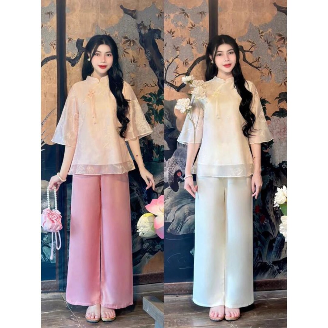 Pre-made Ao Dai Viet Nam - 2025 Buddhist Temple Wear – Silk Ba Ba Set ...