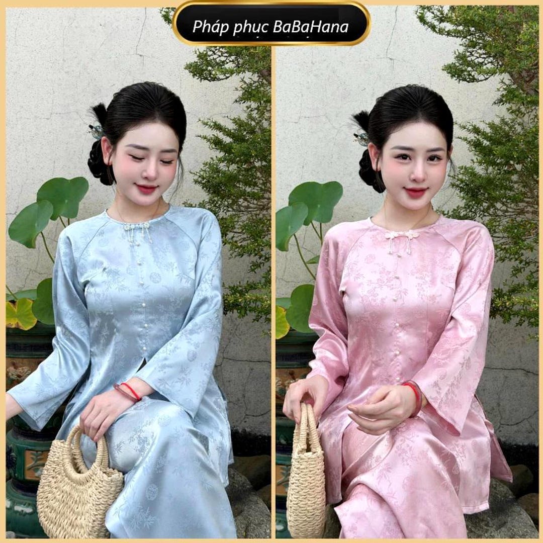 Pre-made Ao Dai Viet Nam, Silk Ba Ba Outfit – Fitted Traditional ...