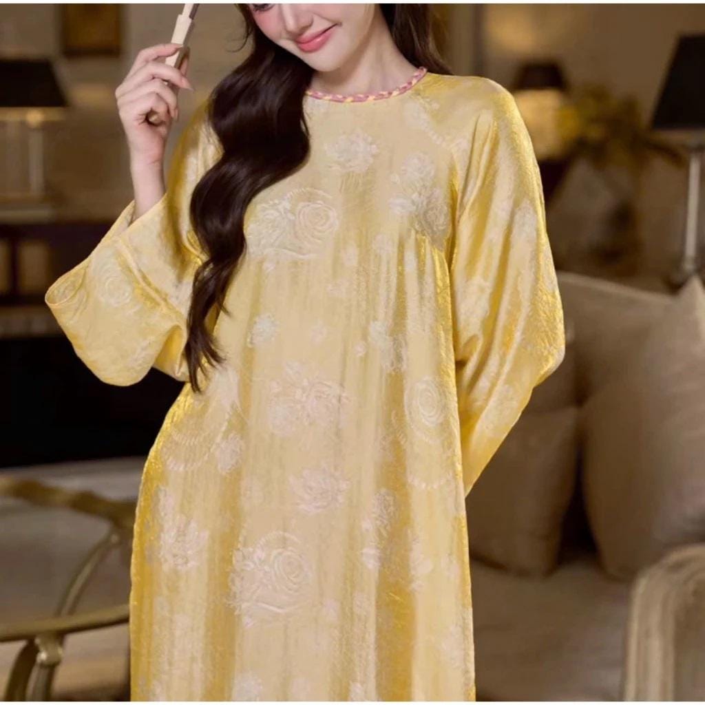 Pre-made, Ao Dai Viet Nam, Modern Yellow Silk Ao Dai Dress Straight Fit ...