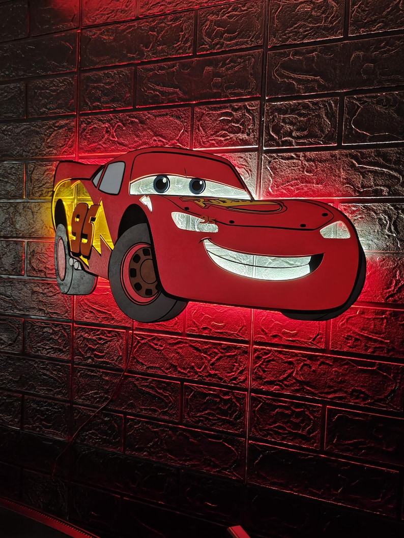 Lightning Mcqueen Neon Lamp - Colorful Tail Lights Design - Disney ...