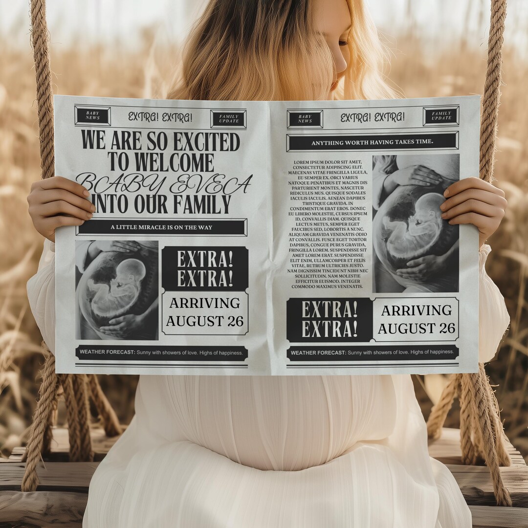 Baby Arrival Newspaper Template | Editable Canva Announcement | Newborn ...