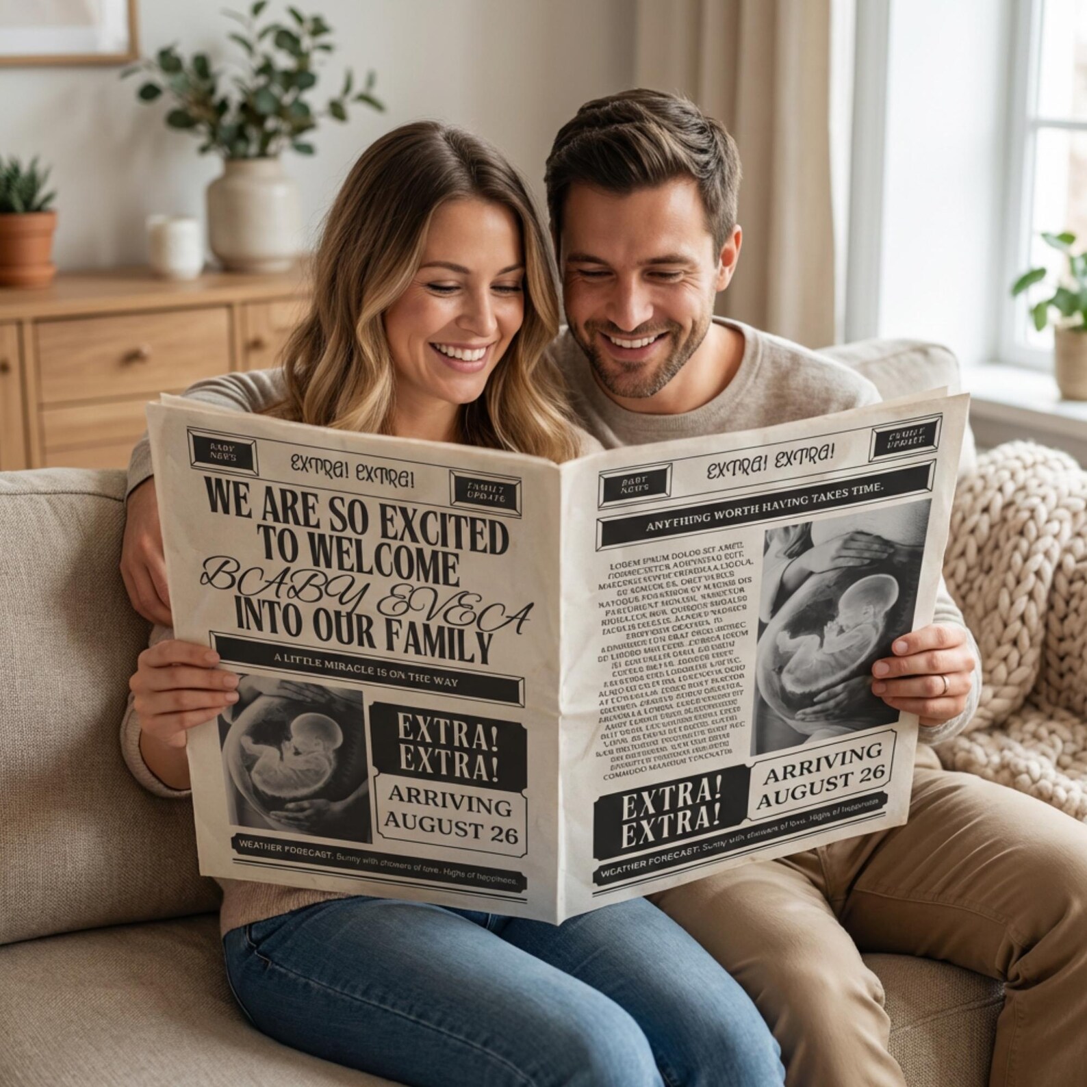 Baby Arrival Newspaper Template | Editable Canva Announcement | Newborn ...