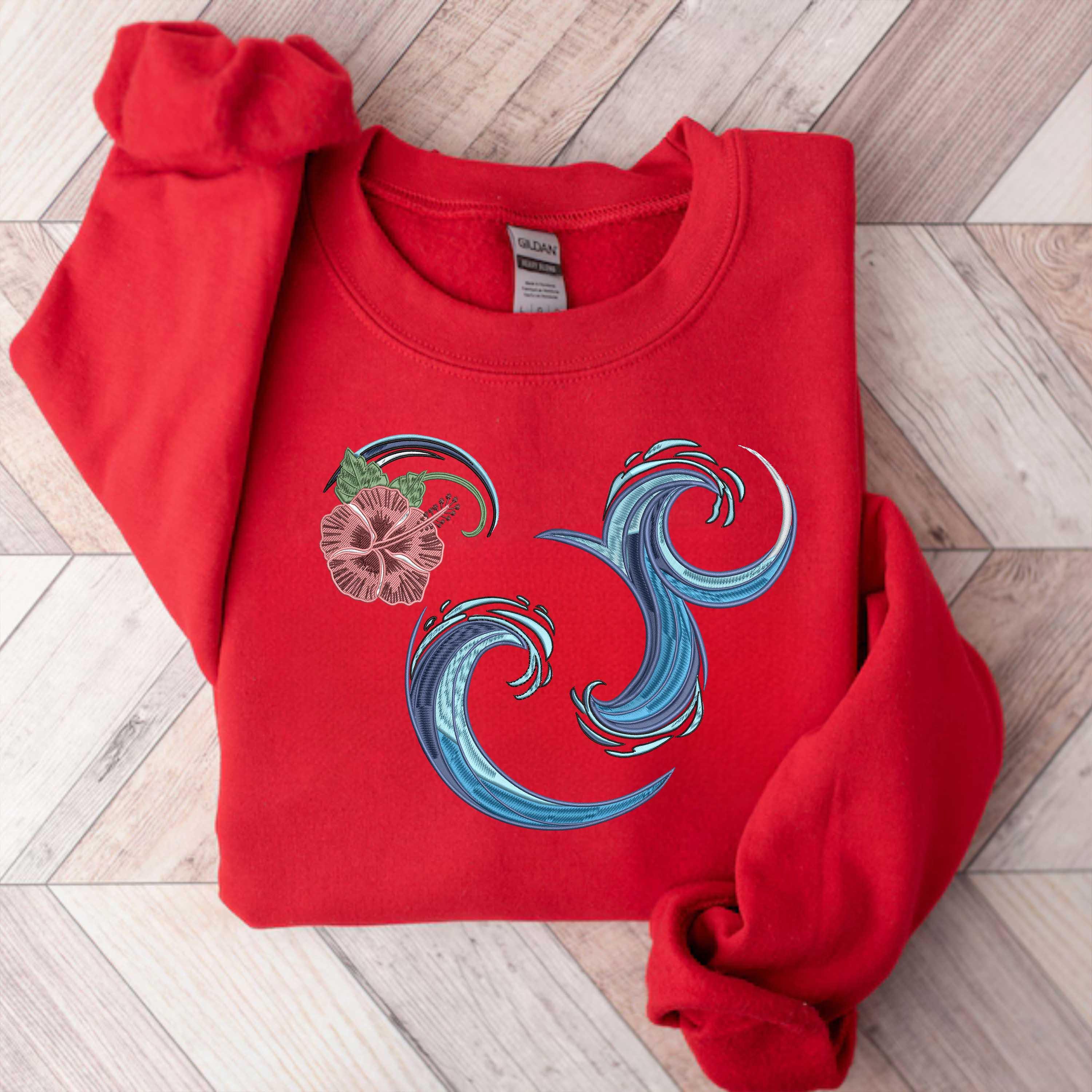 Hibiscus Wave Head Embroidery, Tropical Ocean Applique Design ...