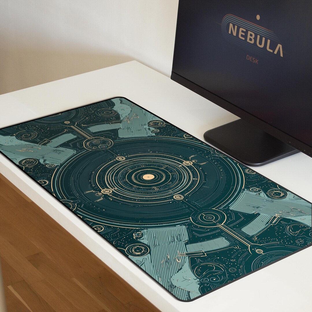 Geometric Sci-fi Desk Mat | Stylish Desk Pad for Gamers and Creatives ...