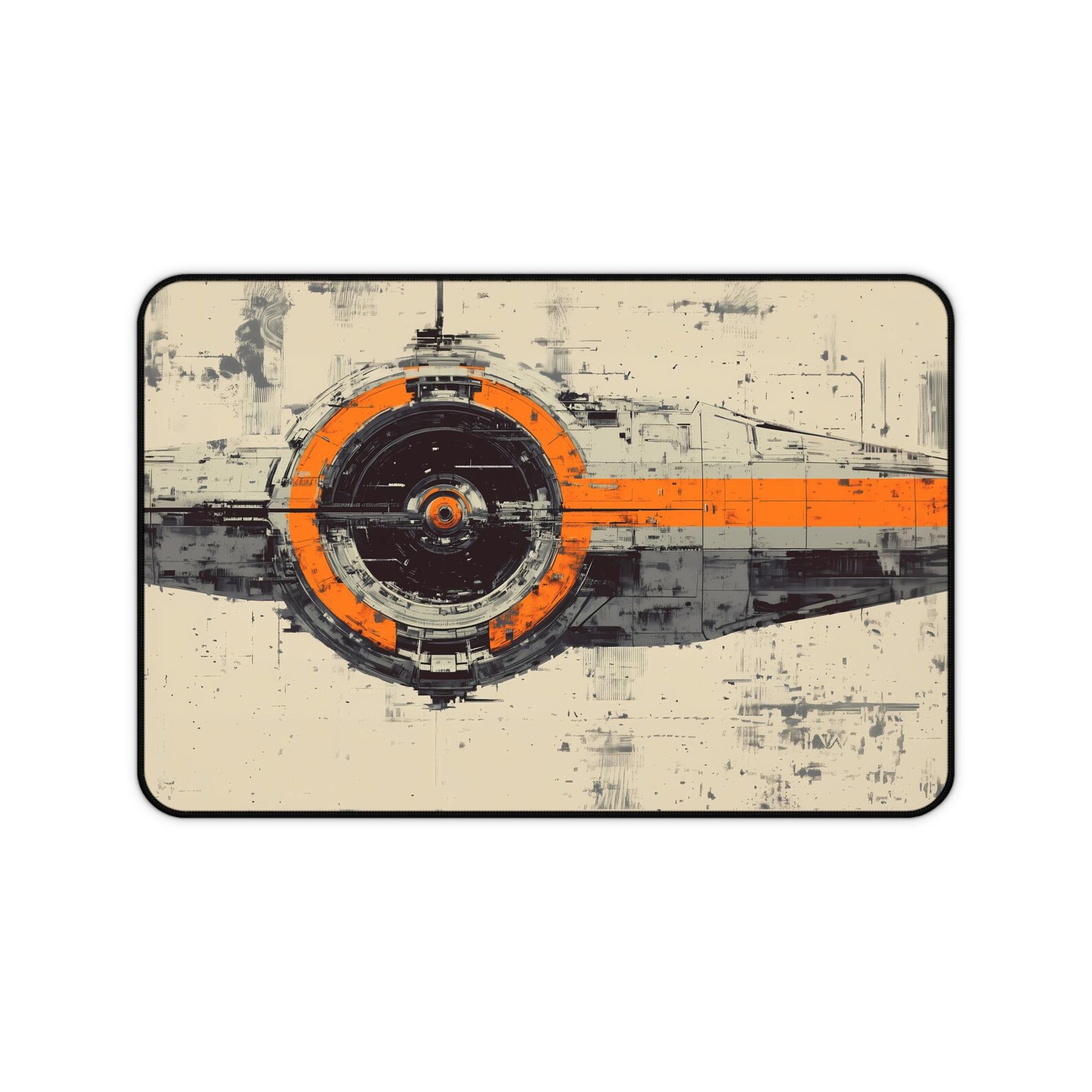 Sci-fi Spaceship Desk Mat | Orange & Grey Design | Retro Futuristic ...