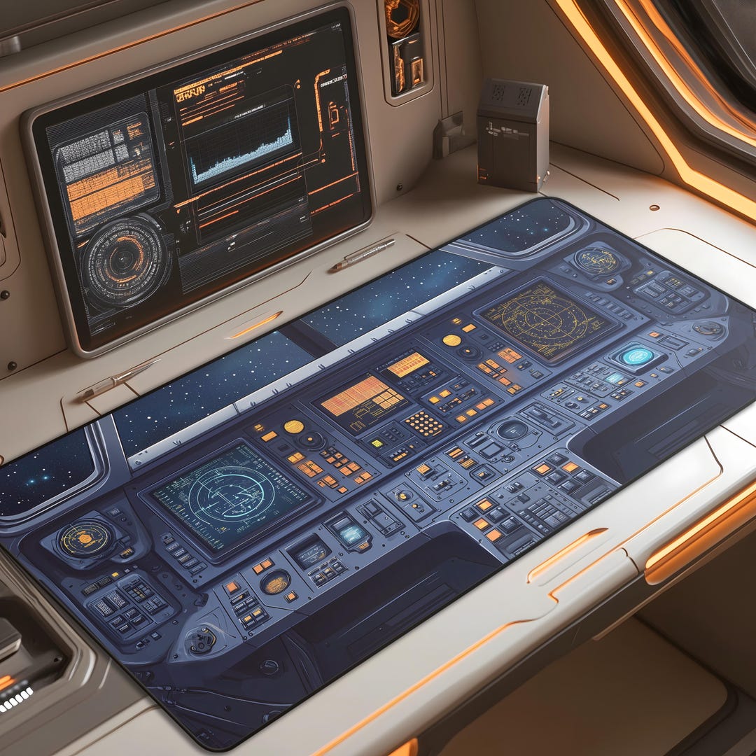 Retro Control Panel Mat | Space Shuttle Design | Cozy Gaming Mouse Pad ...