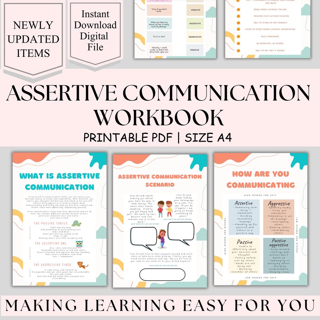 Assertive Communication Worksheets, Social Skills, Communication Styles ...