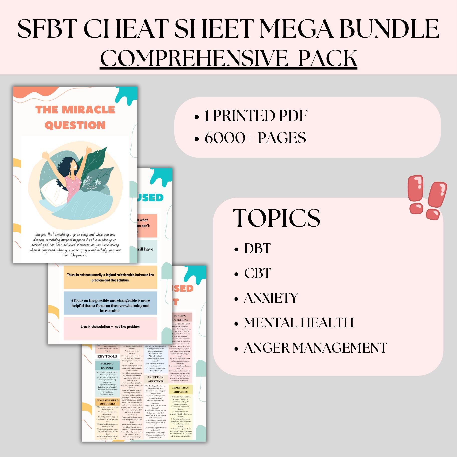 Solution Focused Cheat Sheet, Solution Seeking, Therapist Questions ...