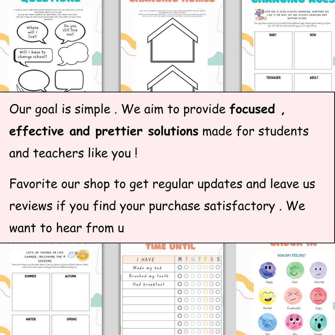 Divorce Worksheets for Kids, Separation Journal, Therapy Office Decor ...