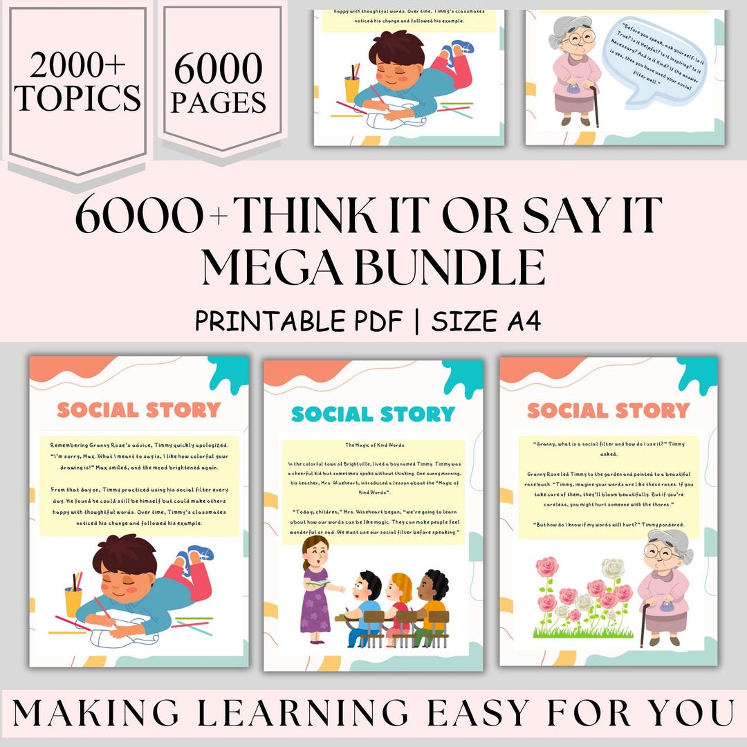Think It or Say It Worksheets, Social Filter Activities, Social Skills ...