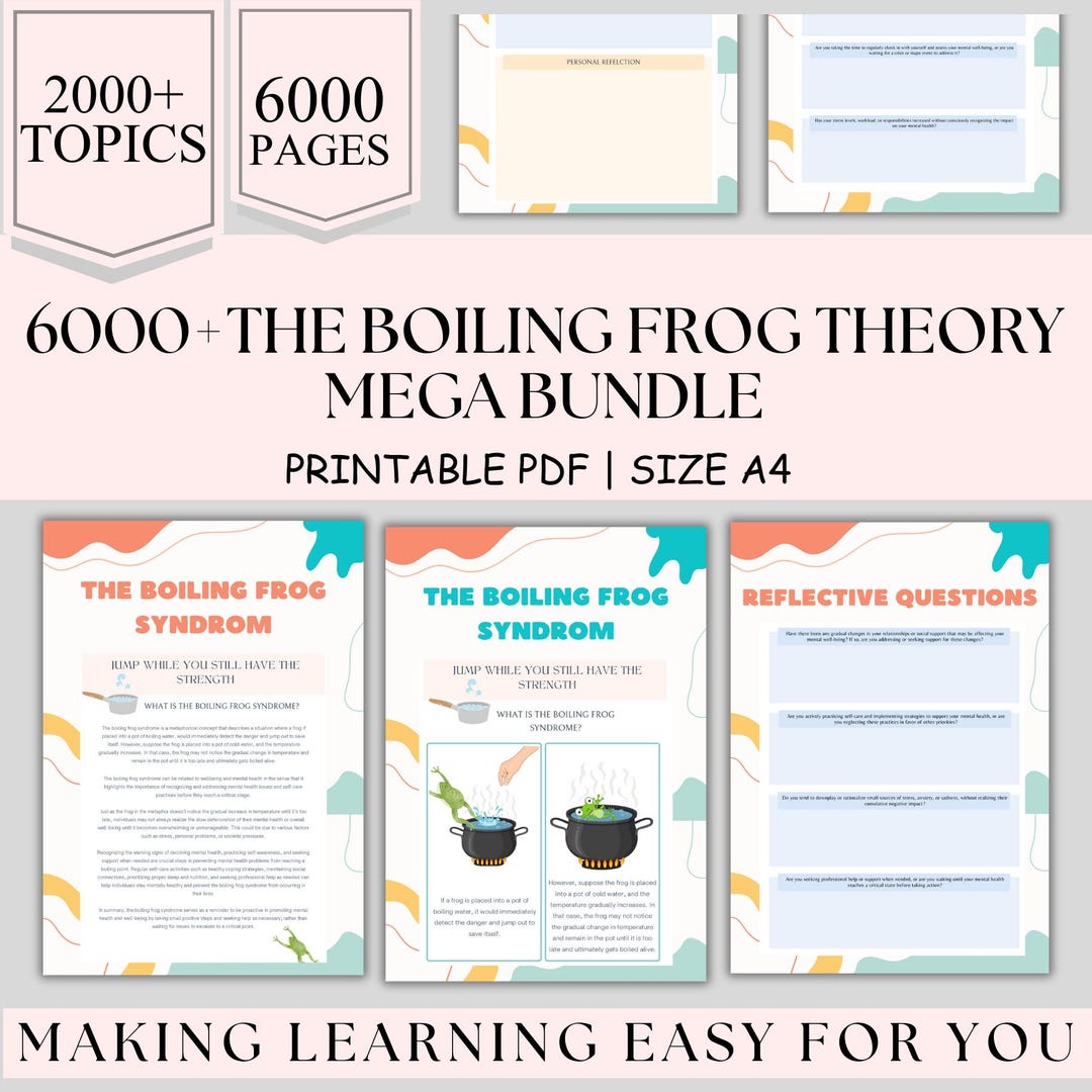 The Boiling Frog Theory Self-help Worksheets, Therapy Workbook, Self ...