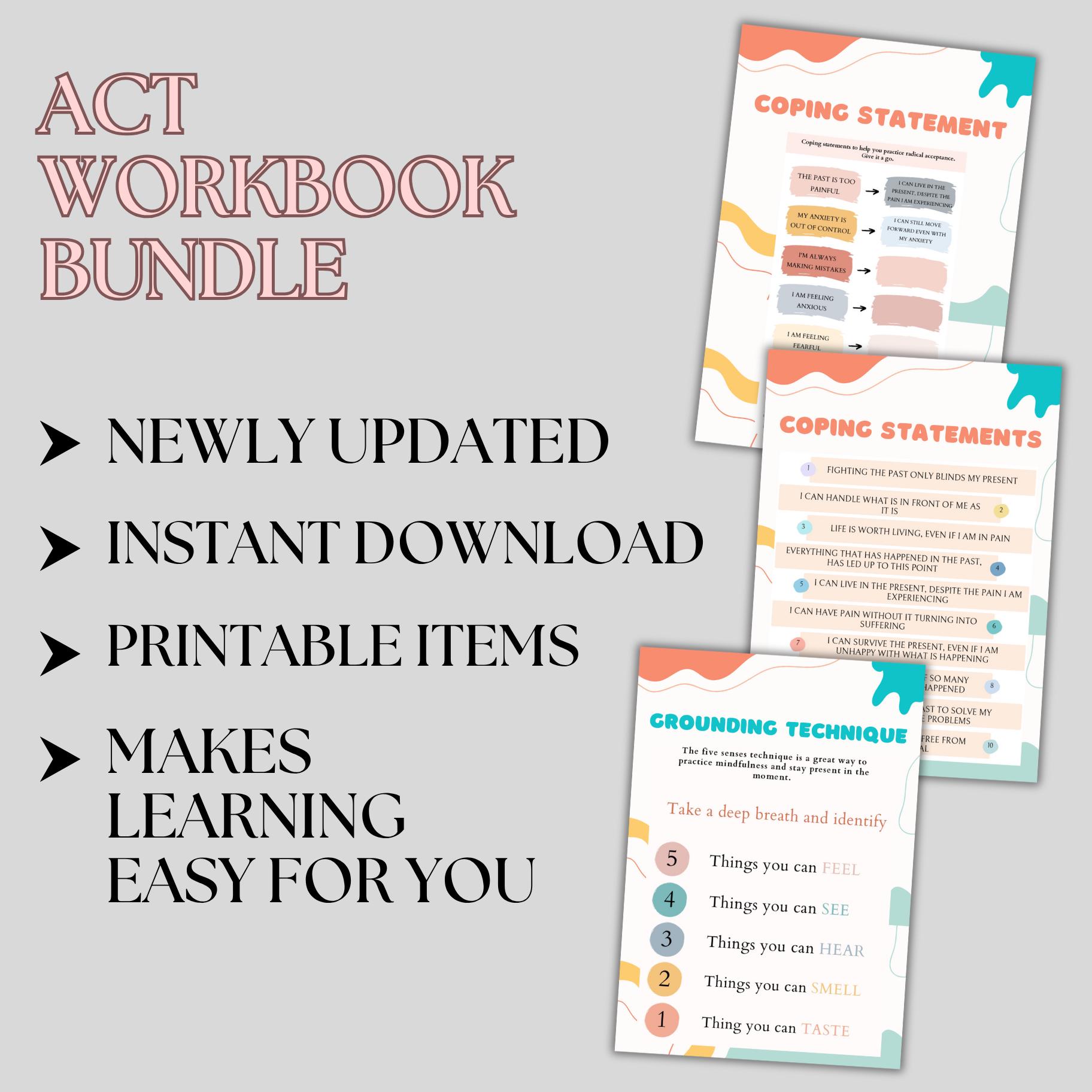 Acceptance and Commitment Therapy Workbook. Therapy Worksheets. Therapy Planner. ACT. Drop the ...