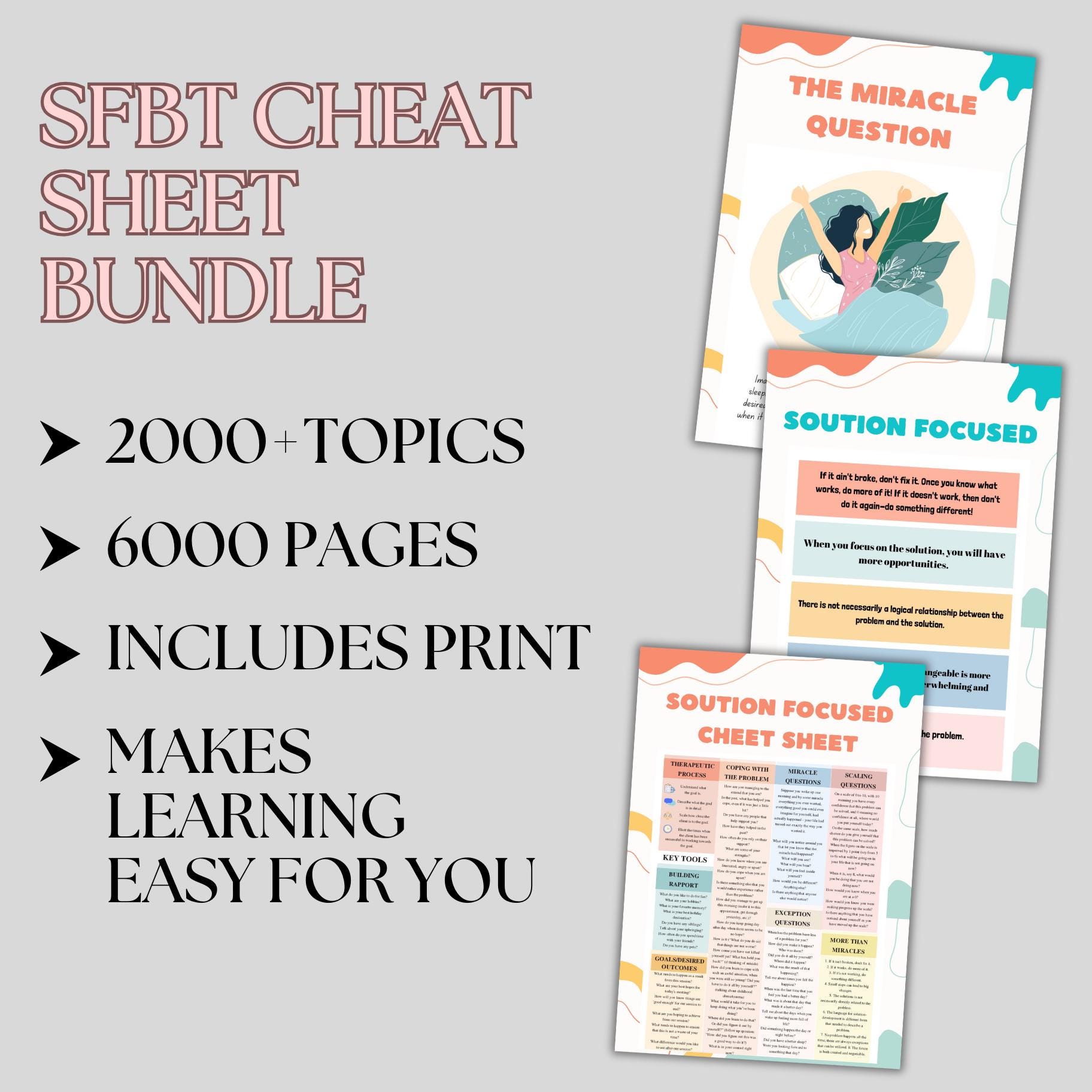 Solution Focused Cheat Sheet, Solution Seeking, Therapist Questions ...