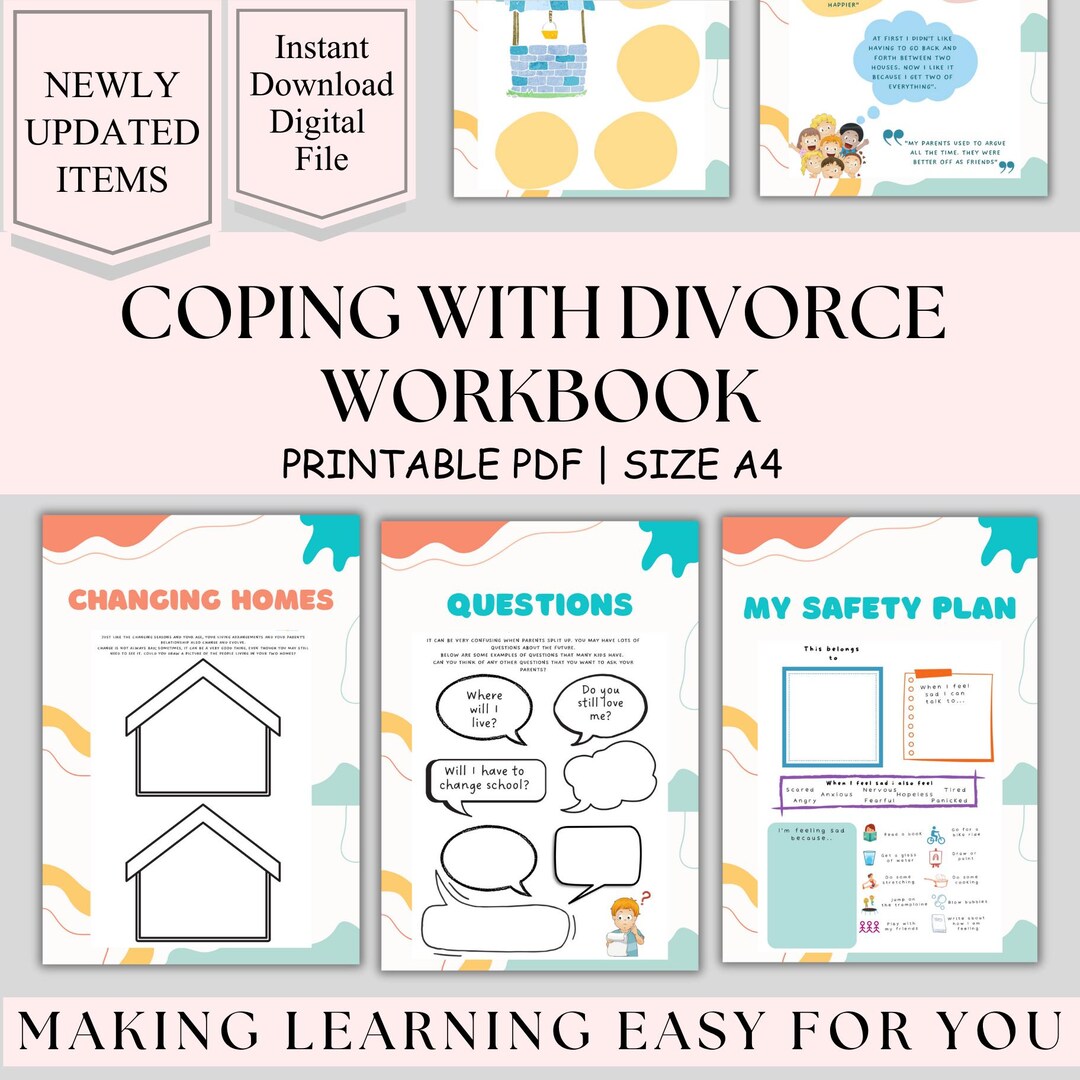 Divorce Worksheets for Kids, Separation Journal, Therapy Office Decor ...