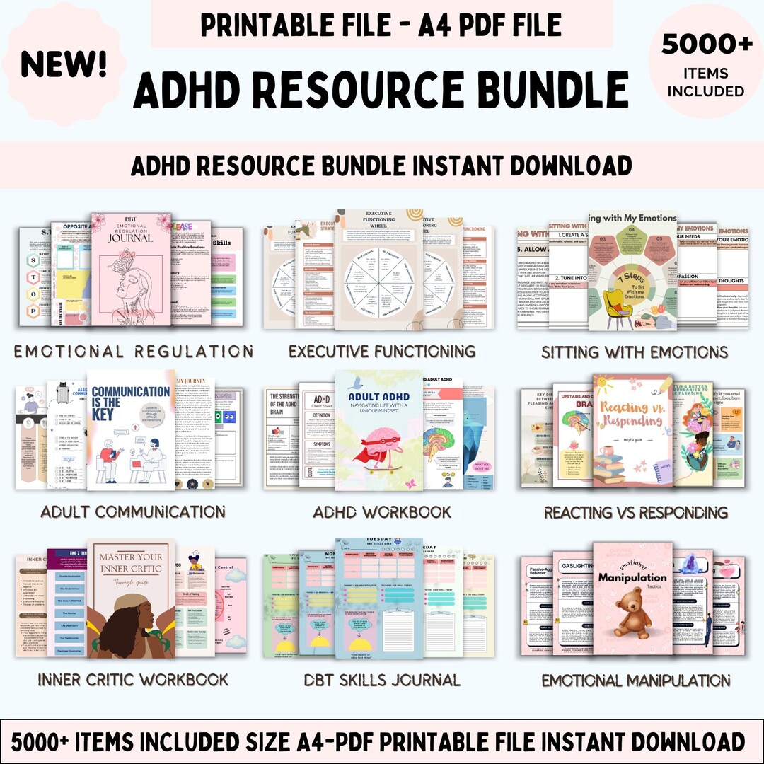 ADHD Resource Bundle. Therapy Worksheets, Emotional Regulation ...