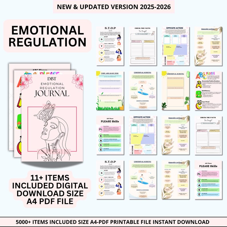 Emotional Regulation, Managing Emotions Workbook Mega Bundle, Therapy ...