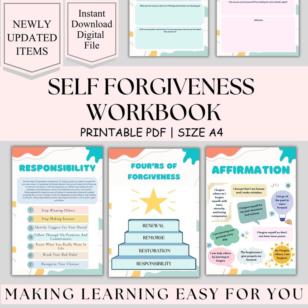 Self Forgiveness Worksheet Digital Download Journal, PDF, Self Love ...