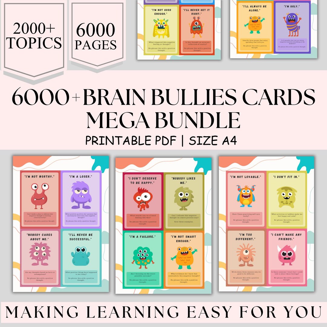 Brain Bullies, Unhelpful Thinking Styles With Reflective Questions to ...