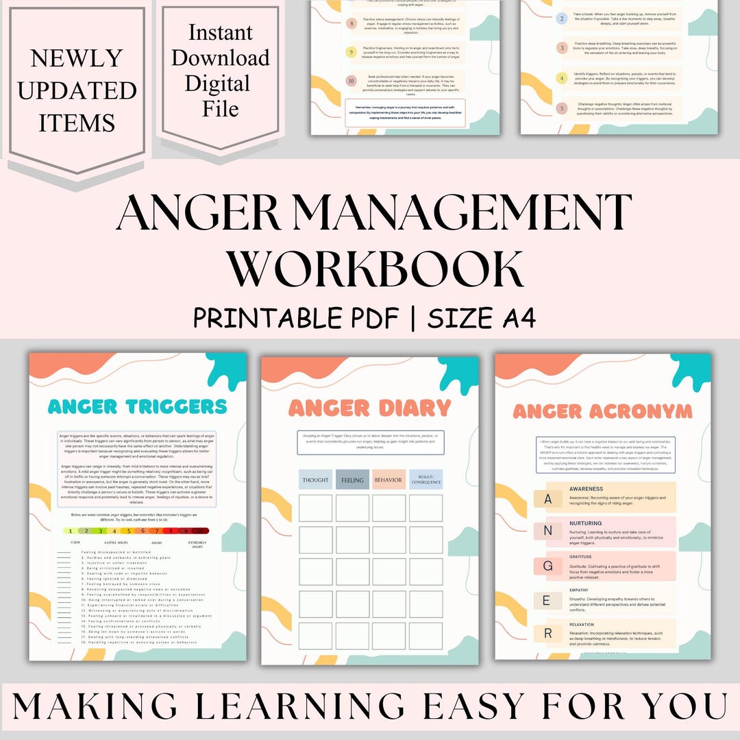 Anger Management Workbook. the Four Types of Anger. Self Control ...