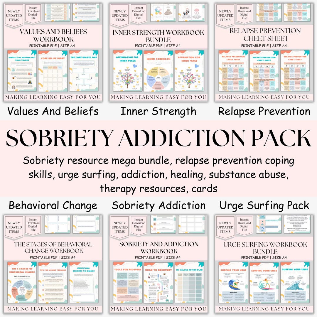 Sobriety Resource Mega Bundle, Relapse Prevention Coping Skills, Urge ...
