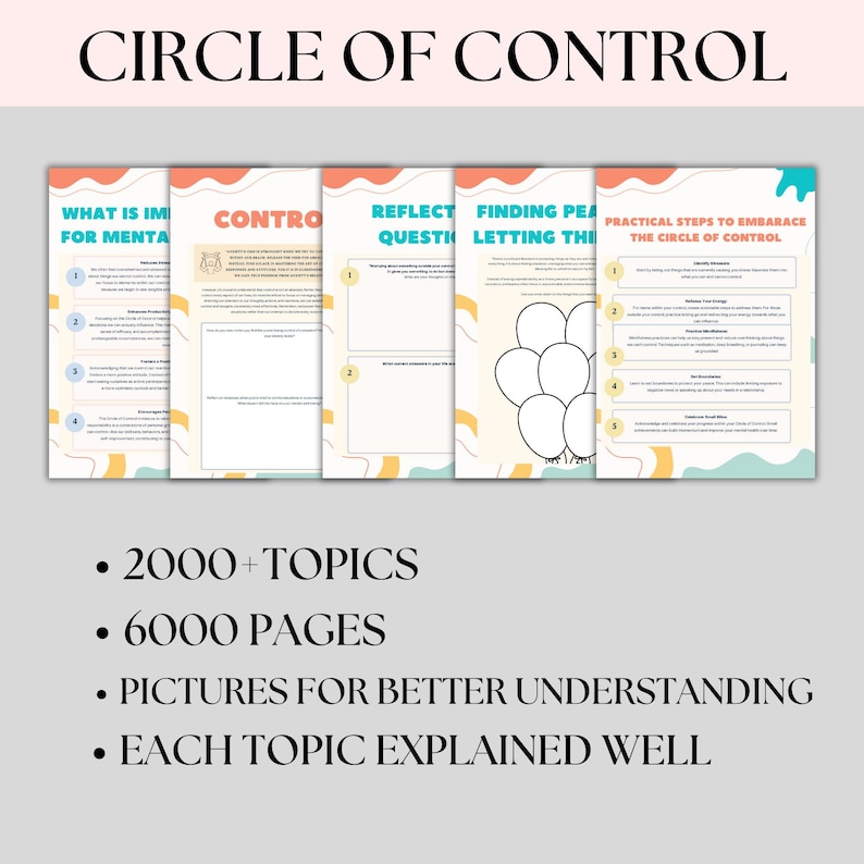Circle of Control Worksheets, Anxiety Relief Workbook, Self Regulation ...