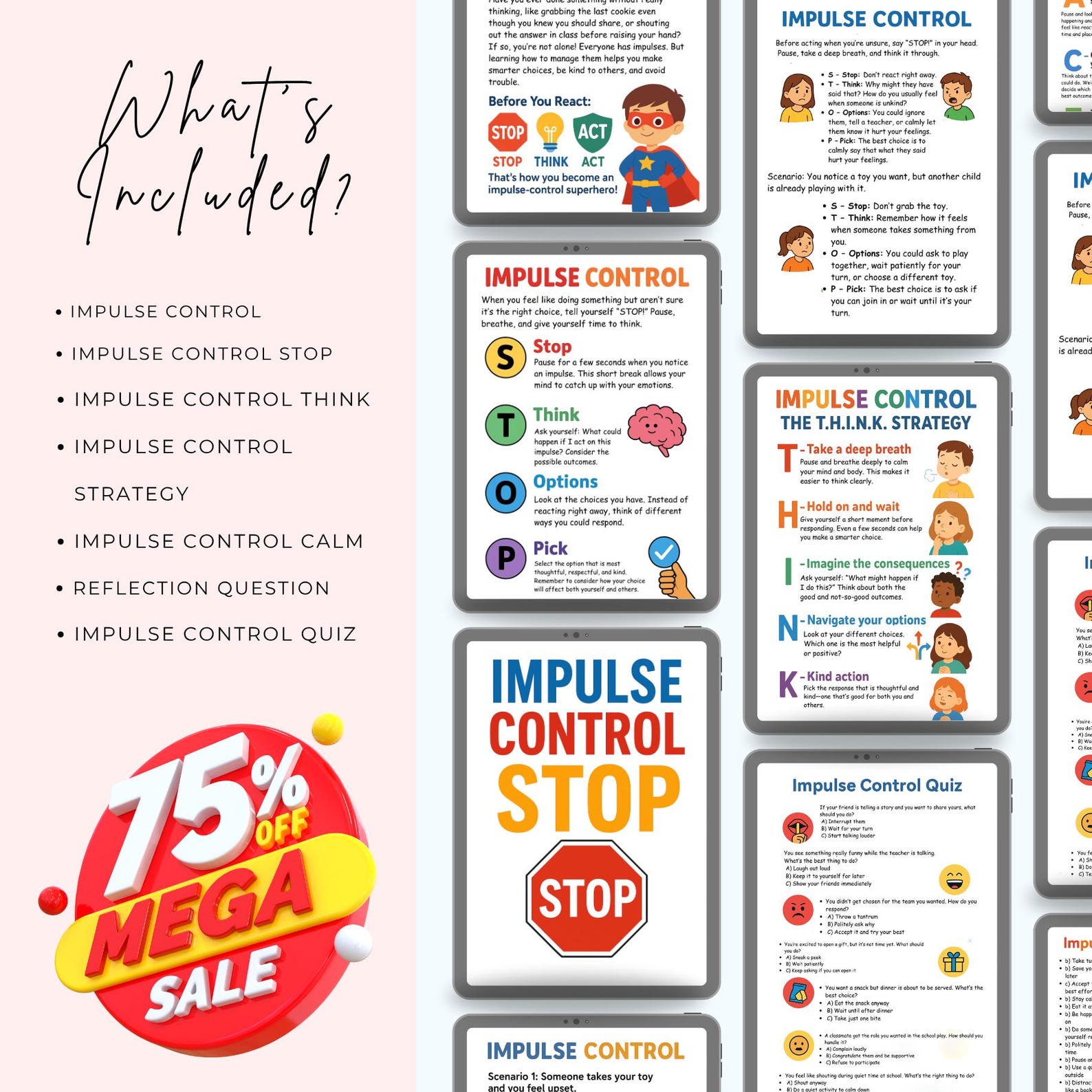 Impulse Control Worksheets for Kids and Teens: Emotional Regulation ...