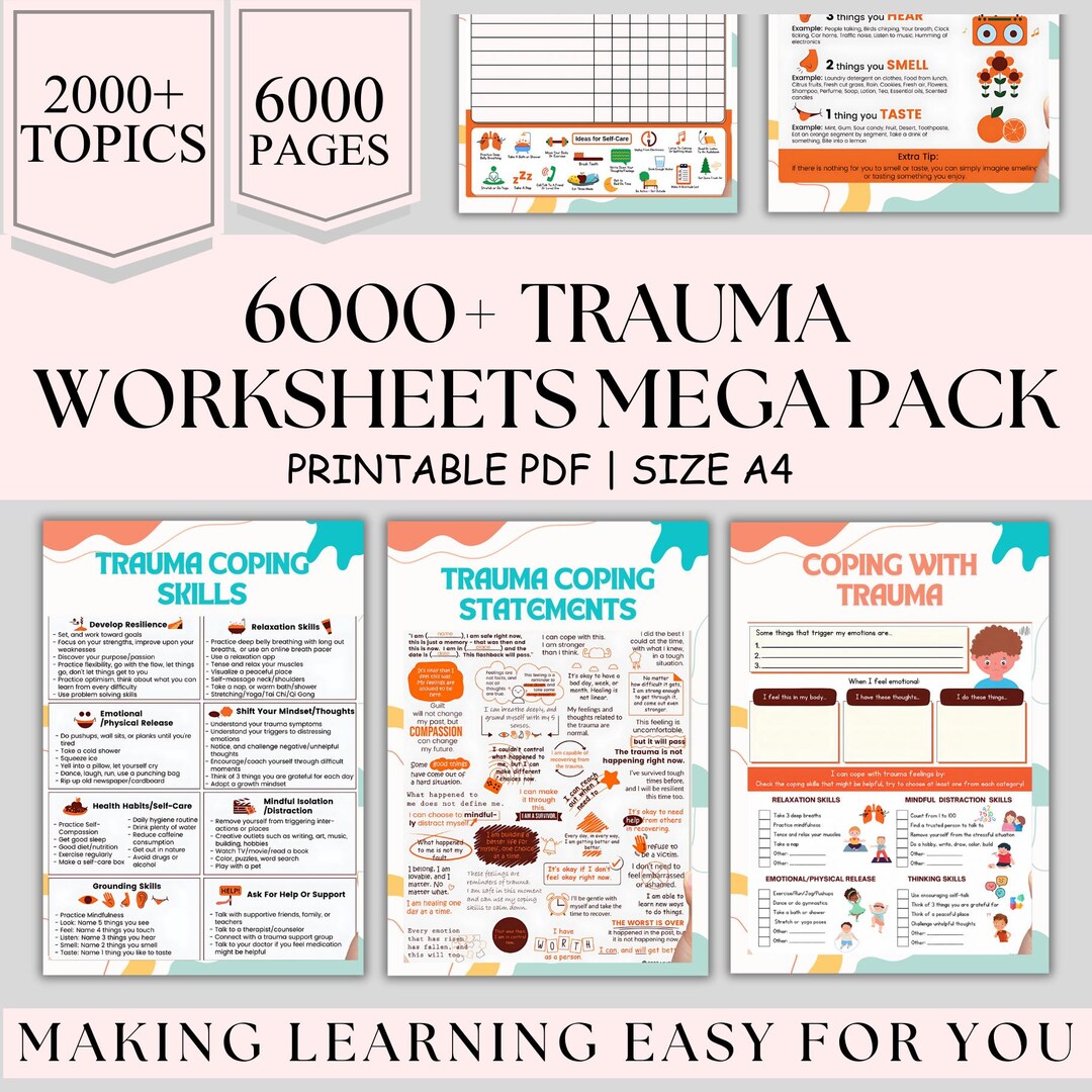 Trauma Therapy Worksheets Bundle, Psychology Resources, Polyvagal ...