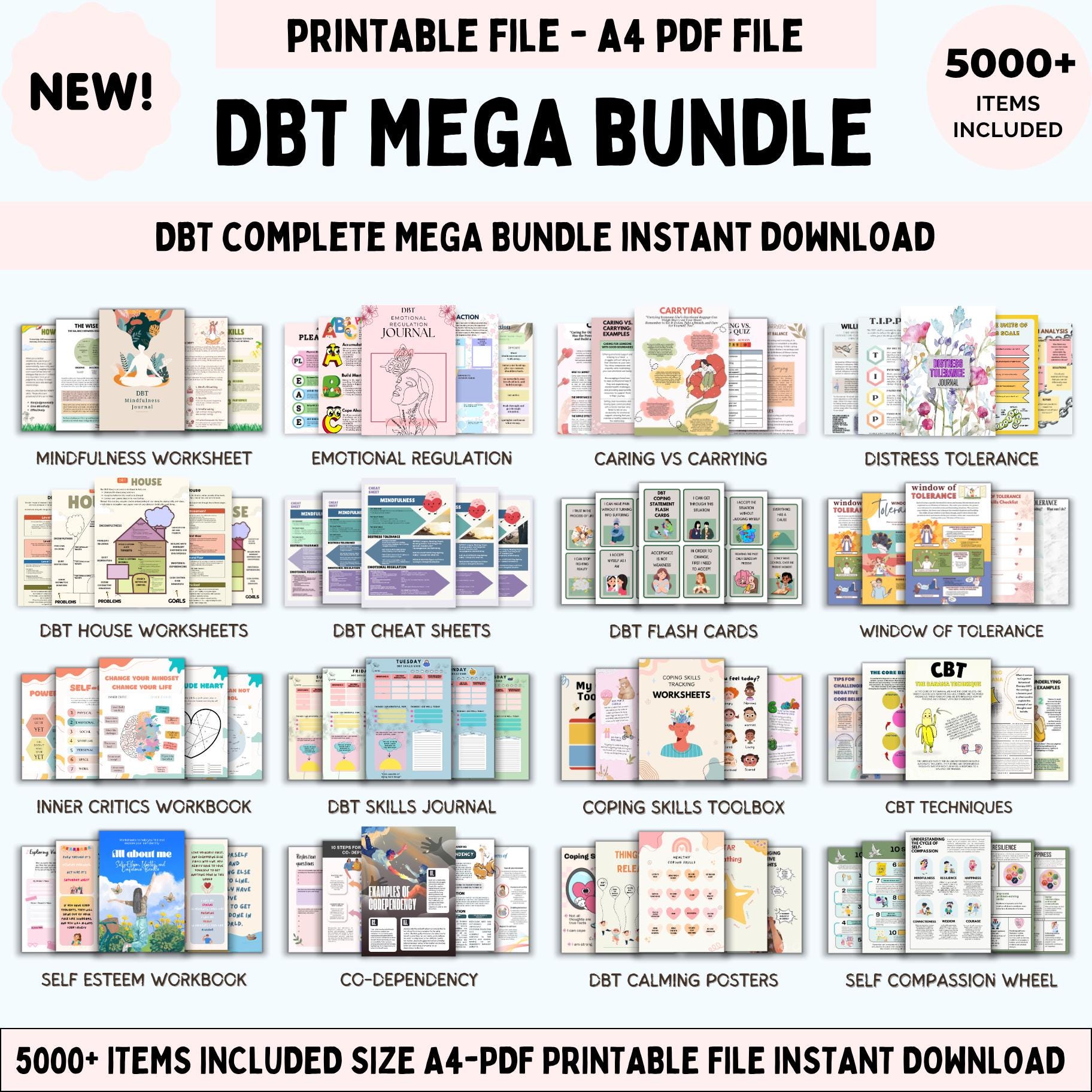 DBT Mega Bundle. Dialectical Behavior Therapy. Distress Tolerance ...