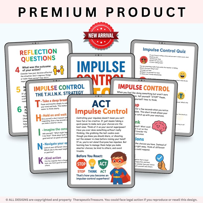 Impulse Control Worksheets for Kids and Teens: Emotional Regulation ...