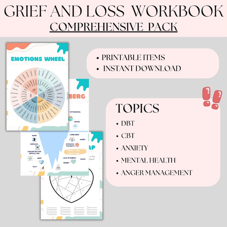 Kids Grief and Loss Worksheets, Therapy Workbook, Kids Therapy, Child ...