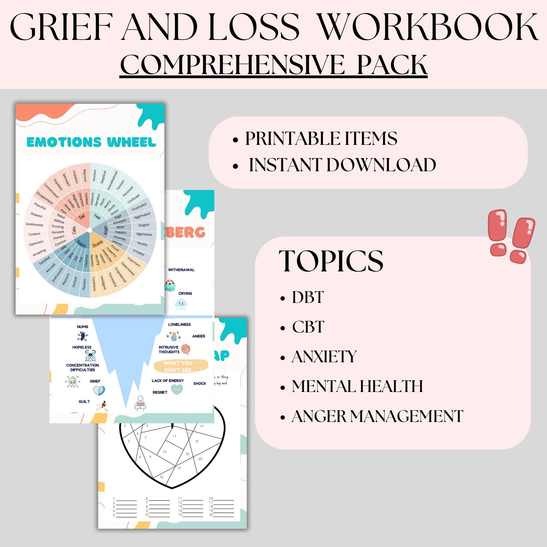 Kids Grief and Loss Worksheets, Therapy Workbook, Kids Therapy, Child ...
