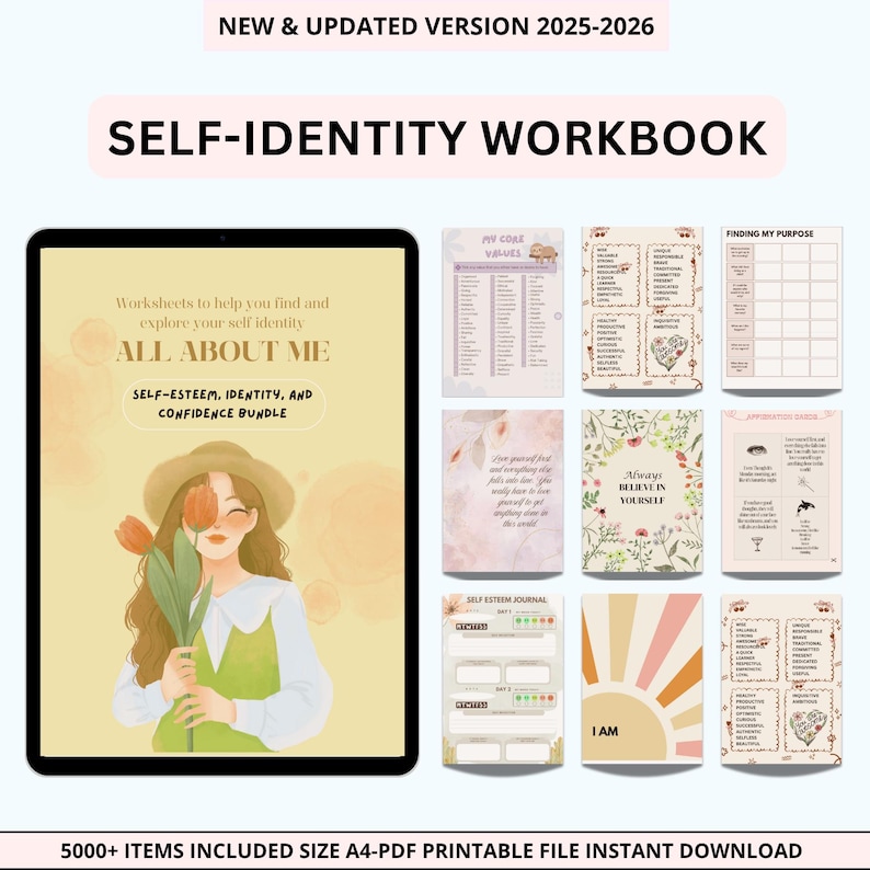 Self Worth Worksheet Bundle, Self Esteem, Confidence, Teen Girls, Inner ...