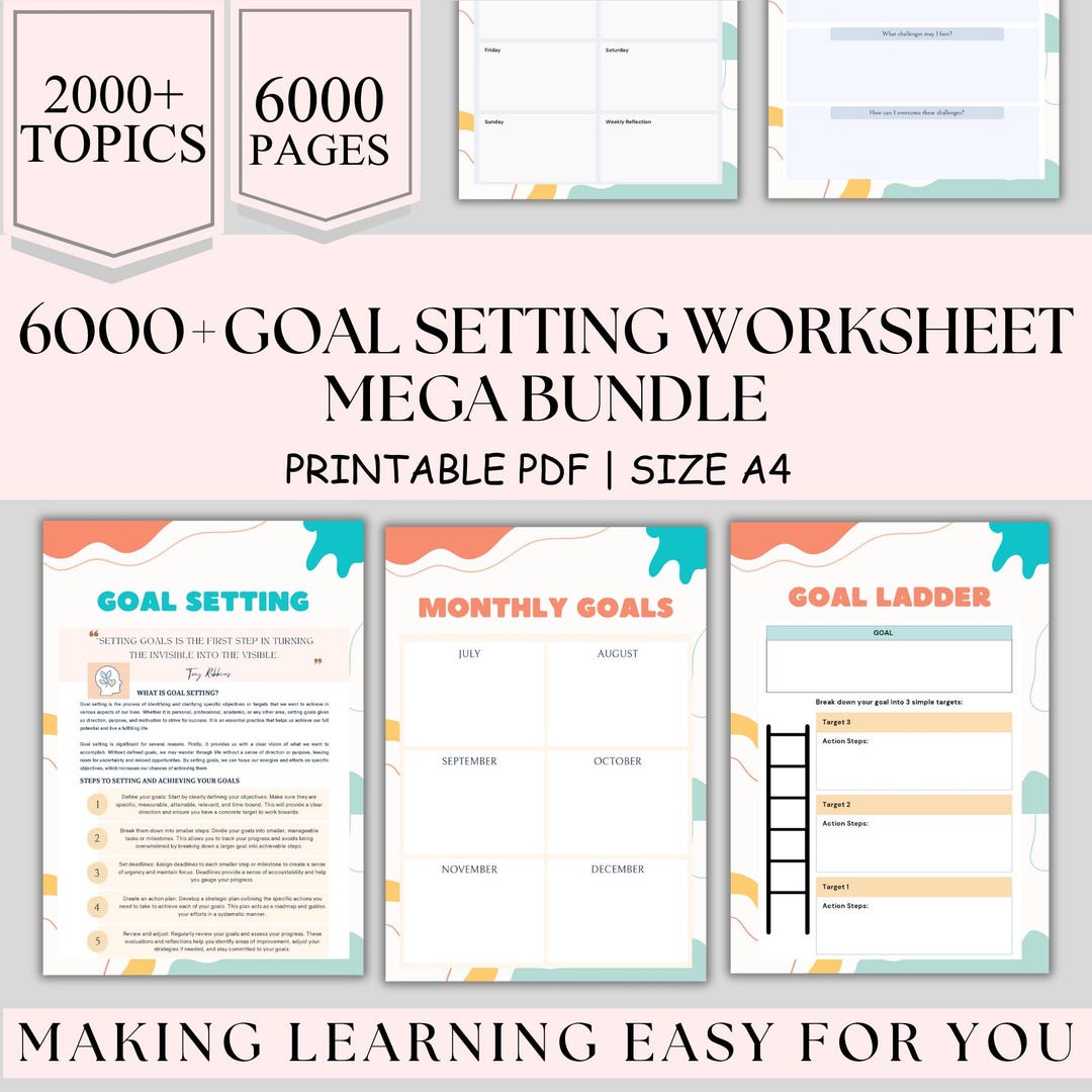 Goal Setting Worksheet, Goal Planner, Couples Therapy, Goal Tracker ...